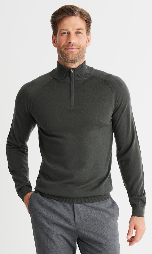 Grønn Premium, genser i merinoull | Herre