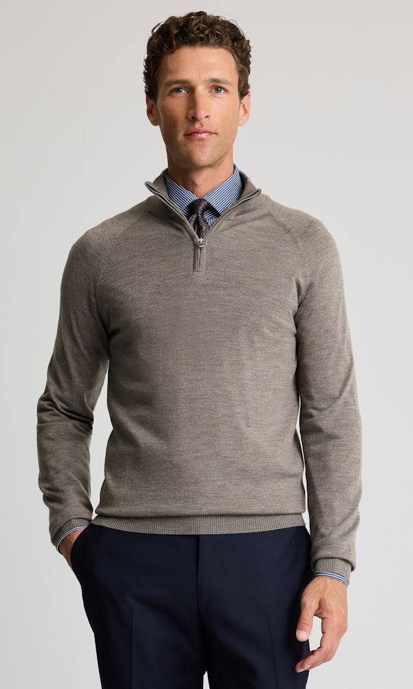 Brun Premium, genser i merinoull | Dressmann