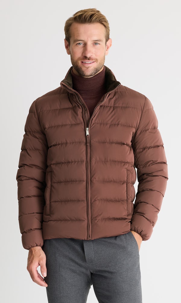 Mörkbrun Dunjacka i klassisk design | Herr | Dressmann