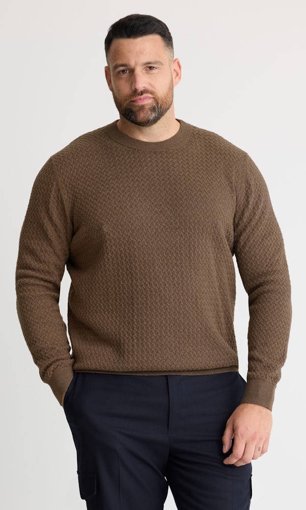 Brun Genser med struktur i bomull | Dressmann