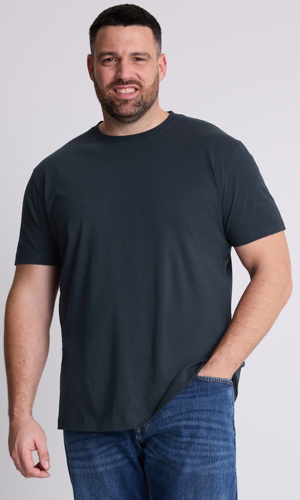 Stålblå XL T-Shirt Basic Slub | Herr | Dressmann