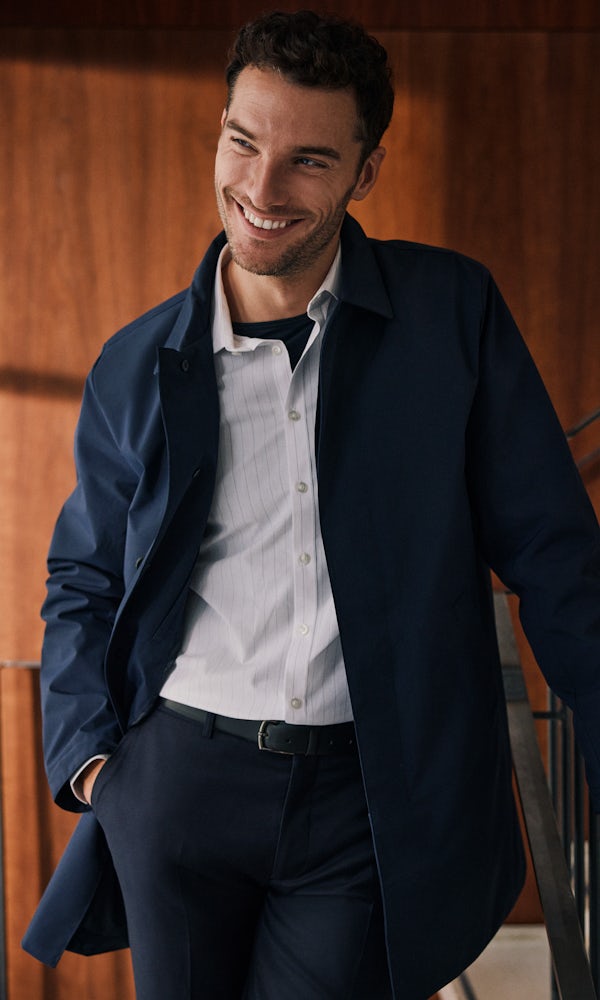 Marinblå Jacka Mac i klassisk stil | Herr | Dressmann